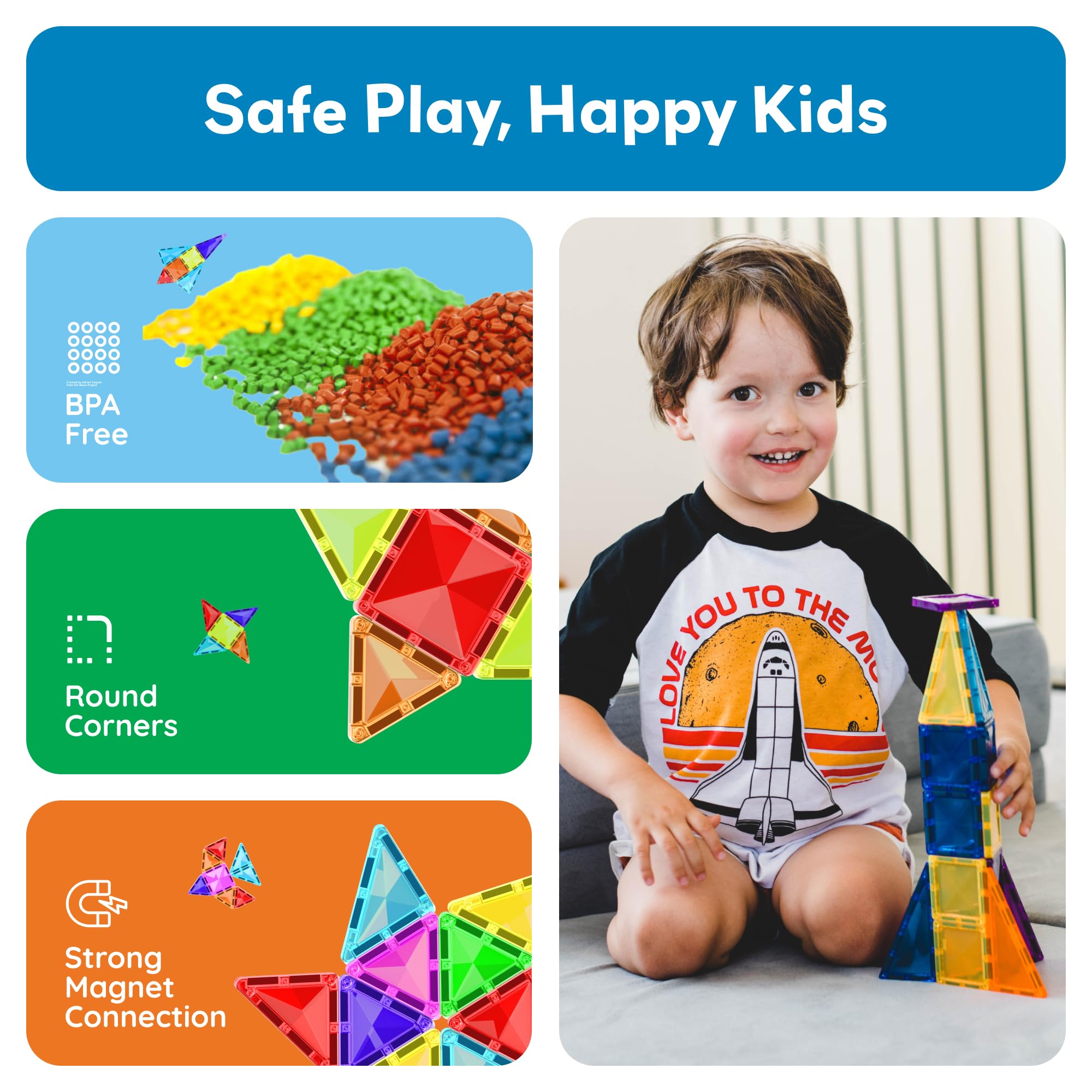 PicassoTiles 100 Pieces Magnetic Tiles Building Blocks Mini Size Diamond Series Magnet Toys Travel Size On-The-Go Construction Sensory Toys Gifts Educational Set STEM Learning Kit Playset PTM100