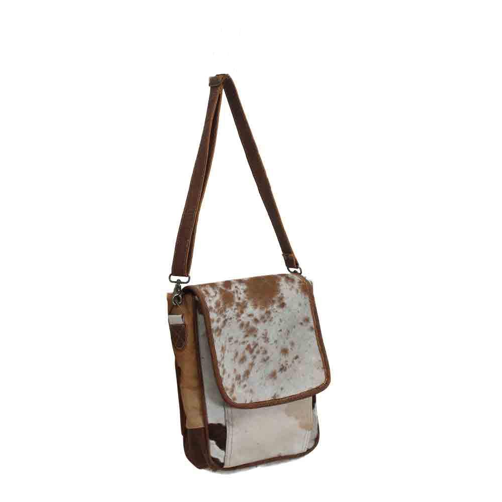 The Sidekick Genuine Hair-On Hide Leather Trim Messenger Bag
