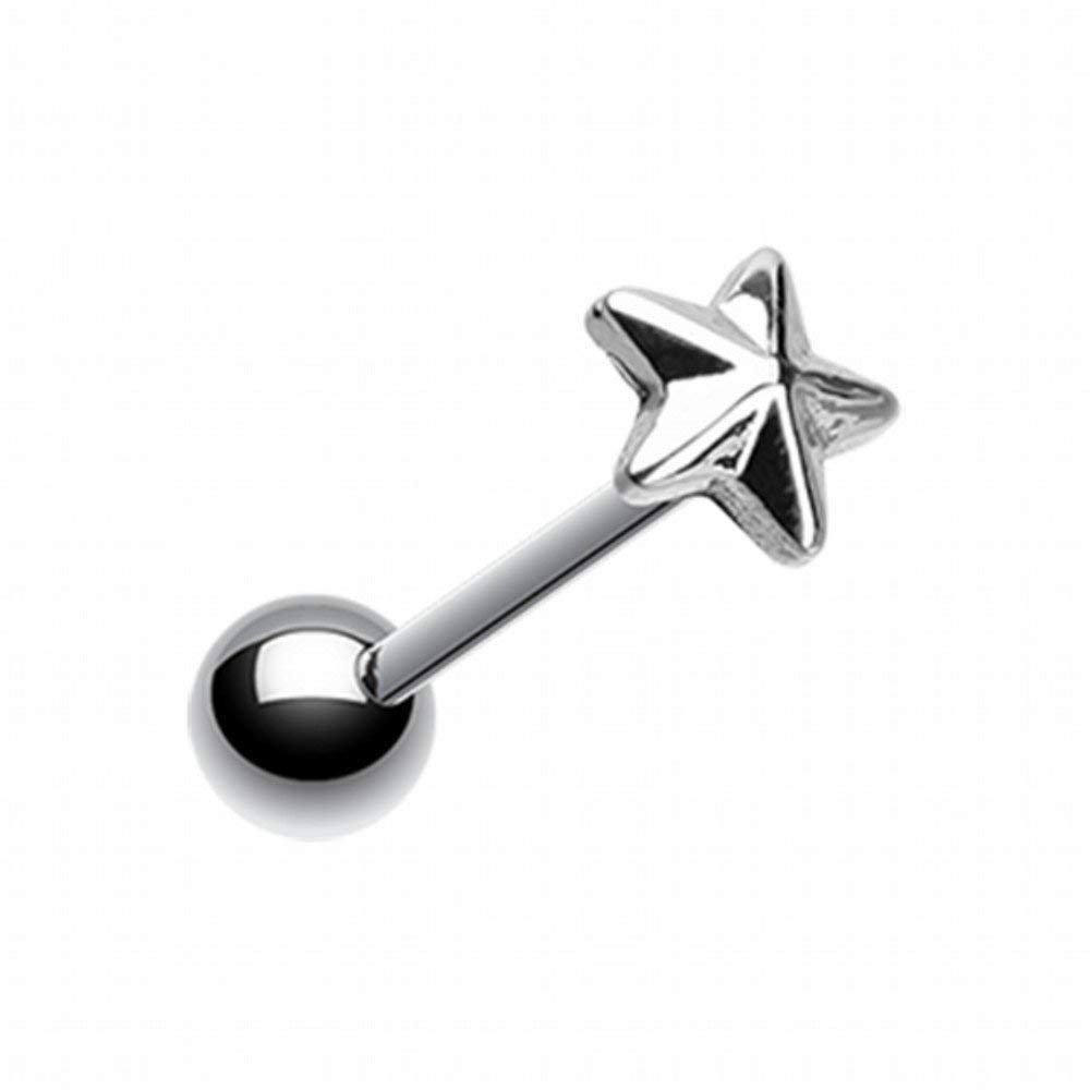 Covet Jewelry Nautical Star Top Steel Barbell Tongue Ring