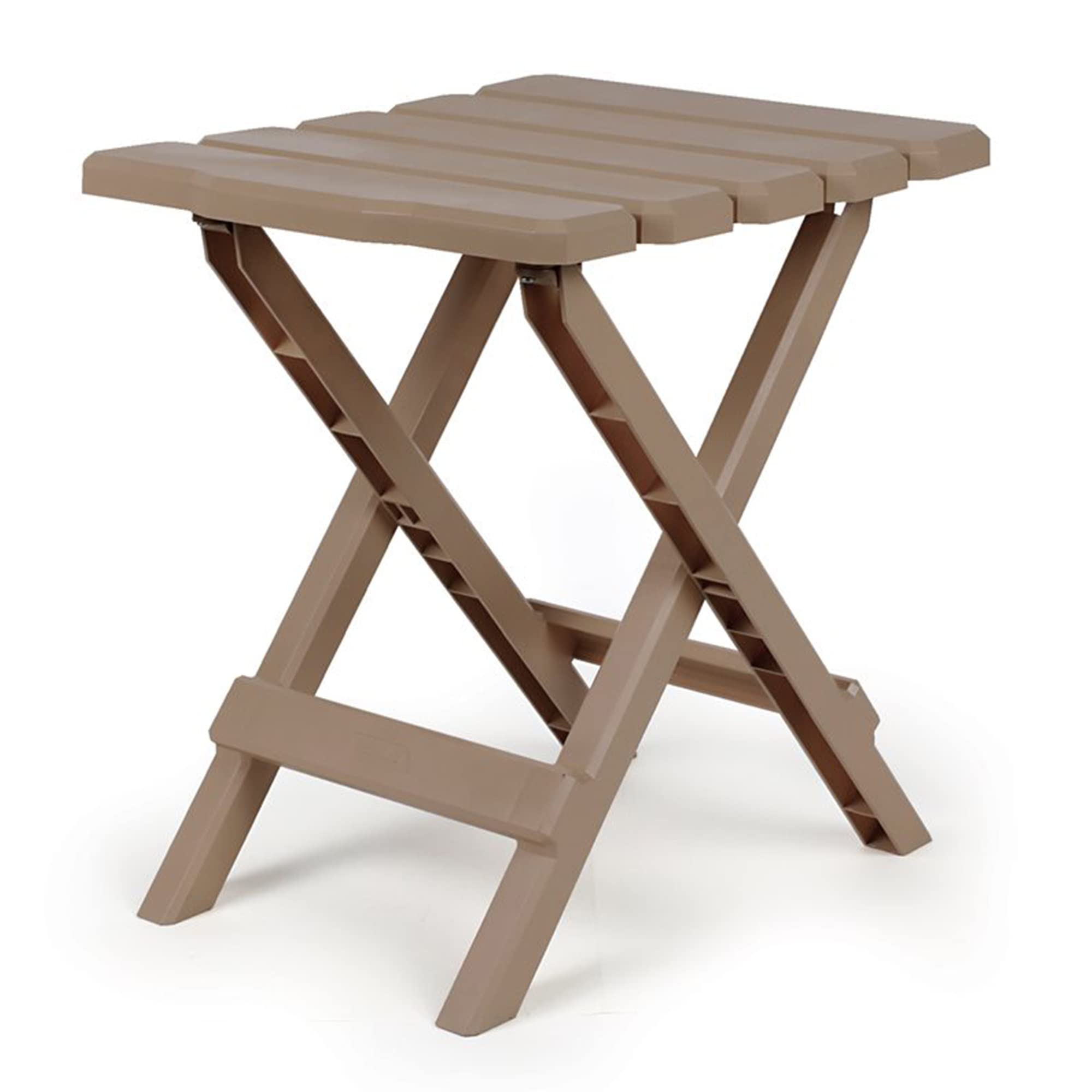 Camco Adirondack Portable Outdoor Folding Side Table-Perfect for The Beach, Camping, Picnics, Cookouts and More-Weatherproof and Rust Resistant-Taupe (21045)