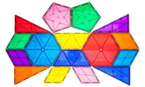 PicassoTiles Magnetic Building Block Set Geometry Shape Magnet Tiles Construction Toy STEM Learning Kit Educational Playset Playboard Pretend Play Stacking Blocks Child Brain Development PT16