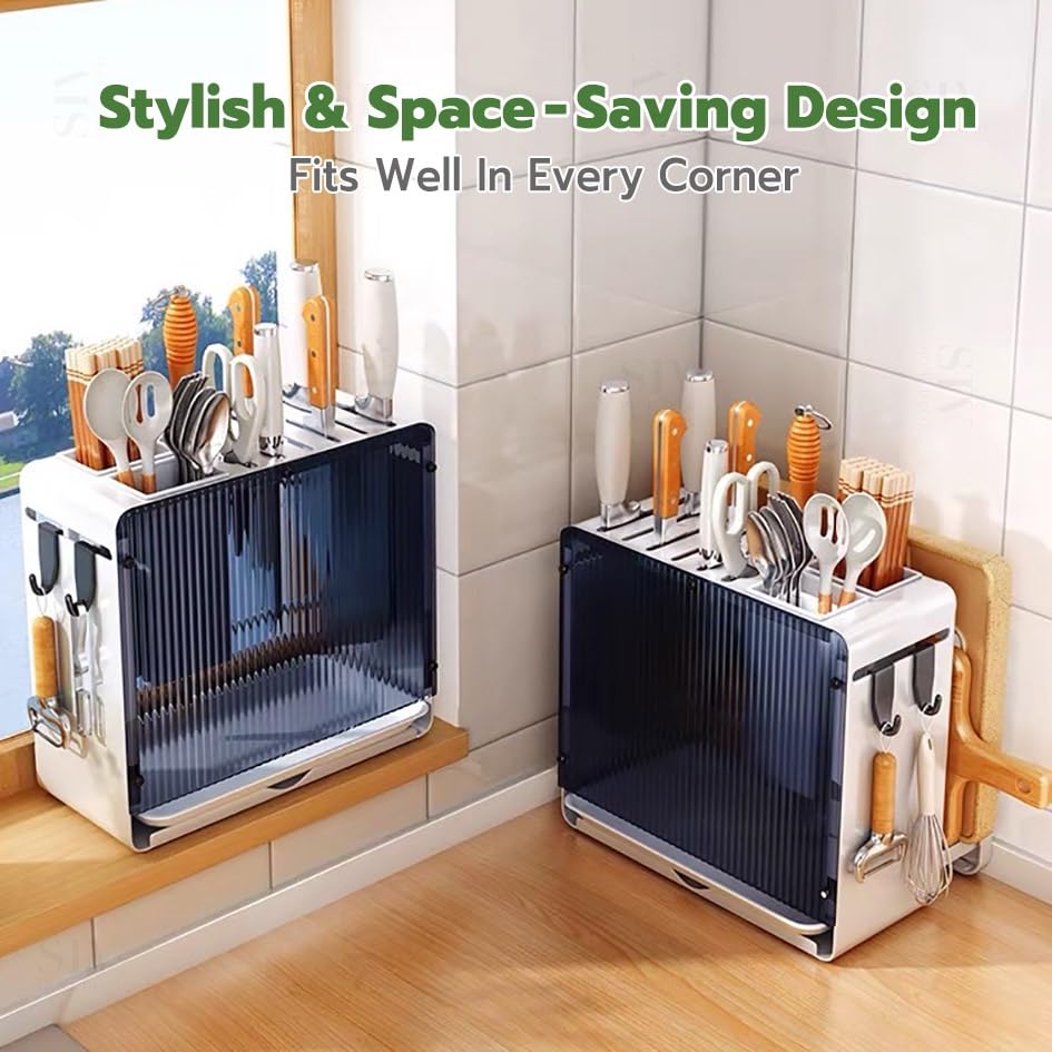 KBOX811 Knife Holder Organizer Stainless Steel Rack This multifunctional kitchen storage rack with Utensil (Green) version:No cutting board rack