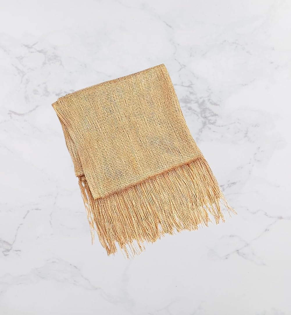 Fashion21 Women's Two Tone Modern Metallic Fishnet Acrylic Party Shawl Fringe Lurex Scarf (Gold/Gold)