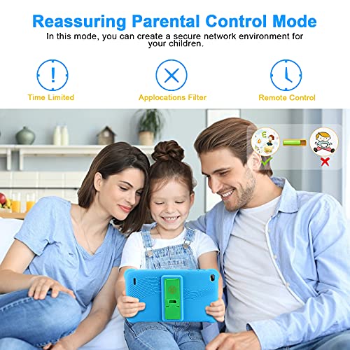 qunyiCO 7 inch Kids Tablet 32GB Android 11 WiFi Camera Bluetooth 2GB RAM HD Touch Screen 1024x600 Kid-Proof Case Parental Control Learning App on Google Certified Playstore Blue