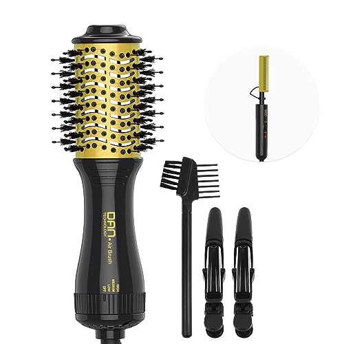 Compact Hair Dryer Brush, Lightweight & Portable One-Step Volumizer and Styler, Ceramic Coating 3-in-1 Hair Styling Tool 3 Temperature Settings 125V Blowout Brush