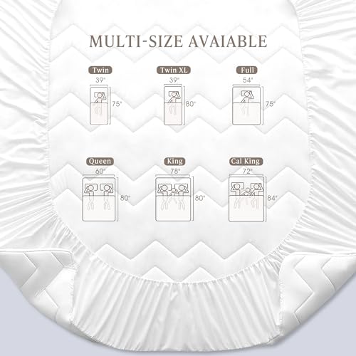 Kathy Ireland Mattress Topper Twin - Quilted Mattress Pad Cover Stretches up to 18" Deep Pocket Down Alternative Filled Mattress Protector White