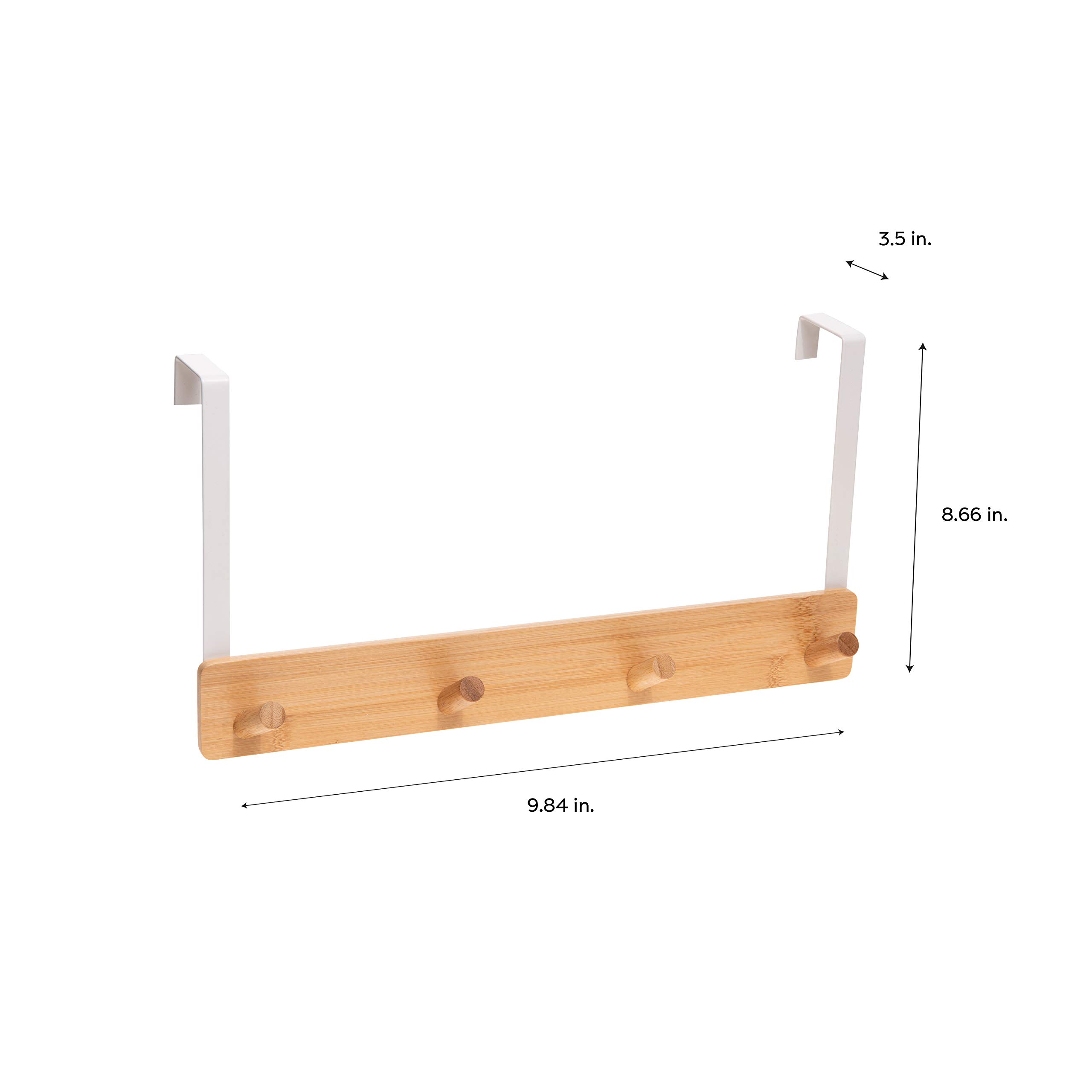 Simplify 4 Over The Door Hook | Closet | Bedroom | Bathroom | Laundry Room | Storage | Towel & Robe Hanger | Accessories Organizer | White