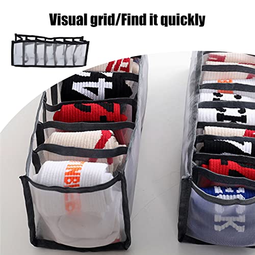 Orenic Mesh Bras Storage Box, Multi Purpose Foldable Drawer Divider for Underwear, Bras, Socks, Jeans, Panties, Leggings, T-Shirts, Foldable Compartment Storage Box Drawer Organizer(7cells)