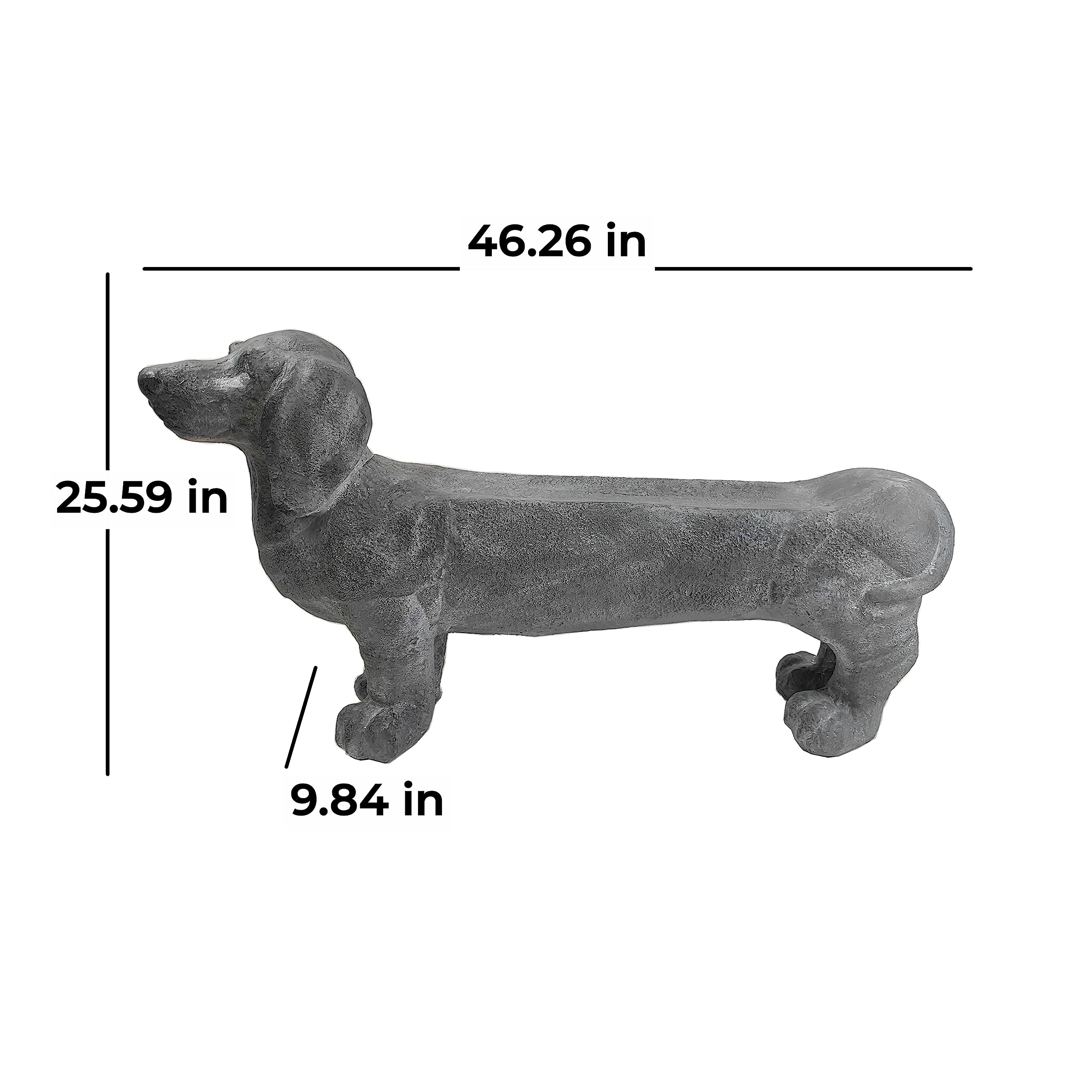 OUTOUR Dog Statues Outdoor 46.2’’L Outdoor Statues MGO Large Dachshund Statue Bench for Home Decor Patio Backyard Yard Lawn Large Garden Statues Sculpture, Grey