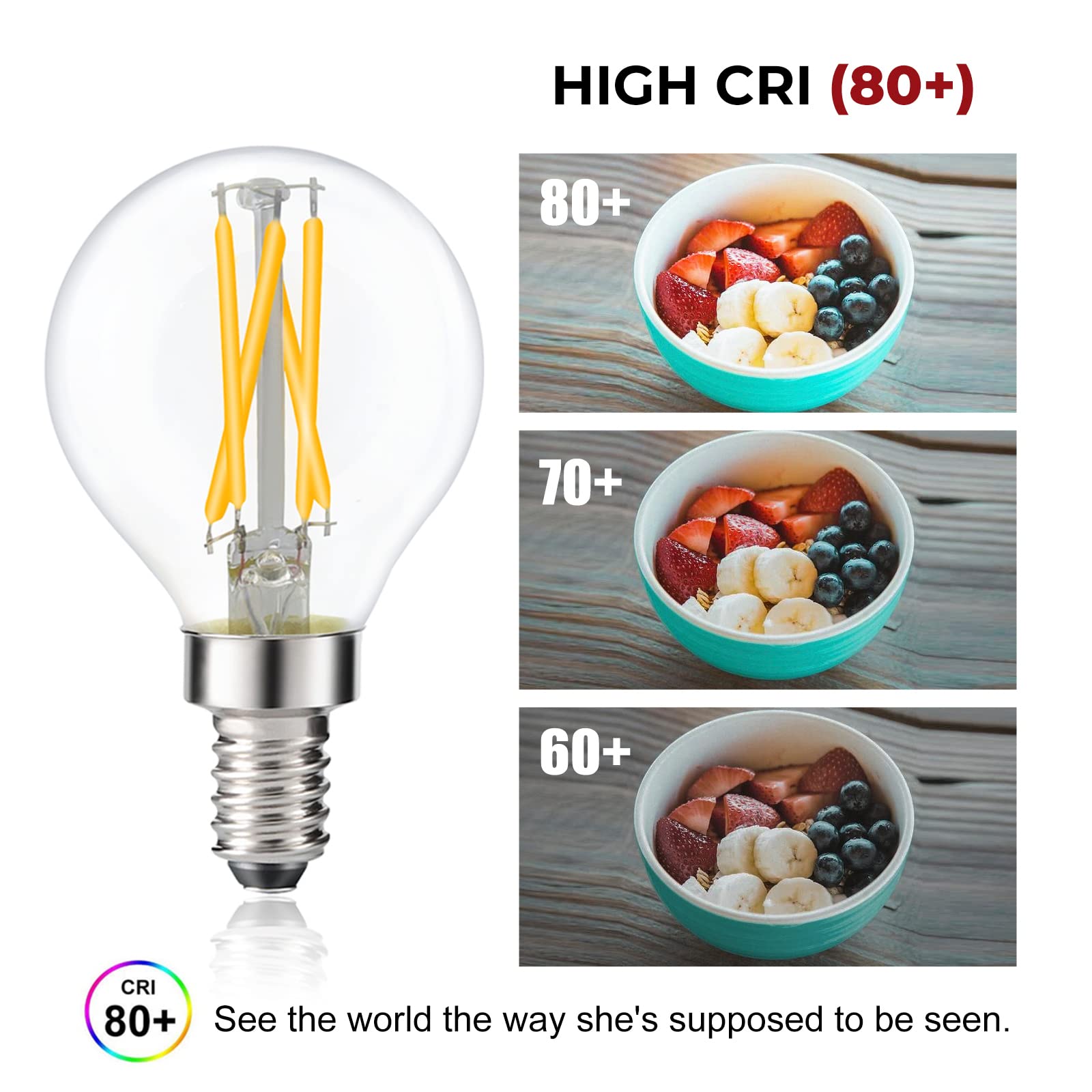 DoRight G16.5 Led Bulb Dimmable G16 1/2 E12 led Bulb 40w Candelabra Led Edison Bulb 2700K 400LM AC120v 4W Led Globe Light Bulbs for Chandelier,Vanity and Ceiling Fan Light Bulbs 6Pack