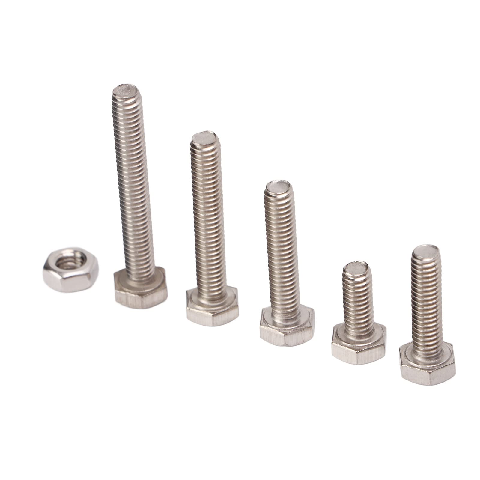Heavy Duty Bolts Kit, Anti Oxidation Clear Thread Uniform Pitch 200PCS M4 Hex Bolts Screw Easy to Maintain 304 Stainless Steel for Industrial