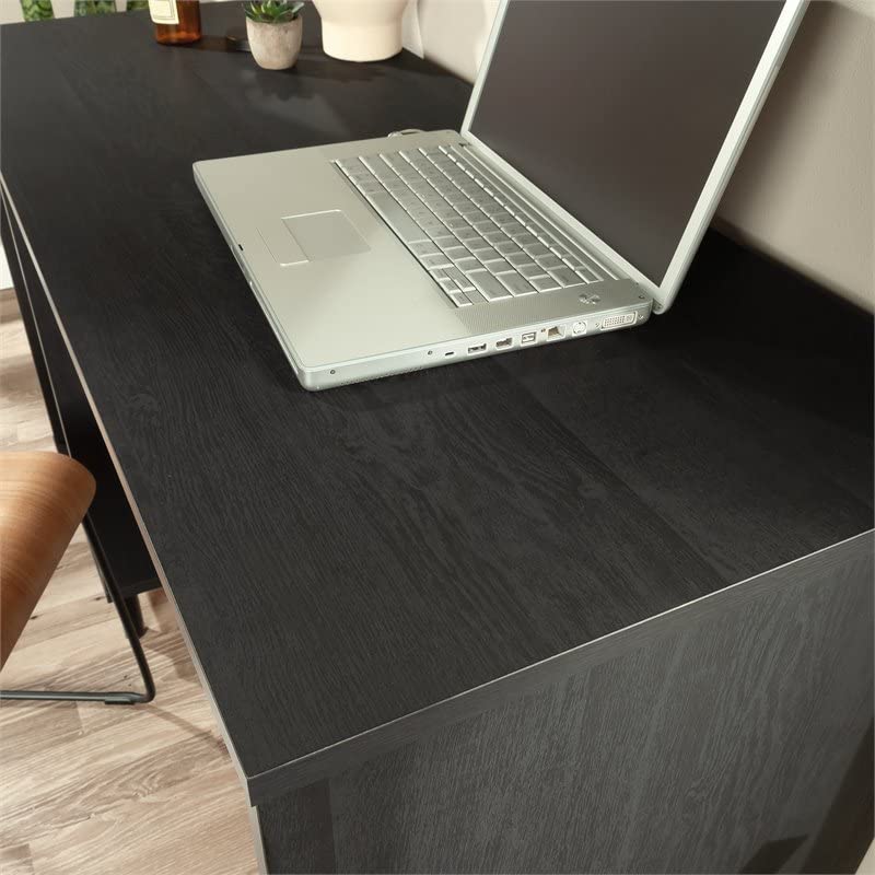 Sauder Acadia Way Single Pedestal Desk in Raven Oak with Timber Oak Accents