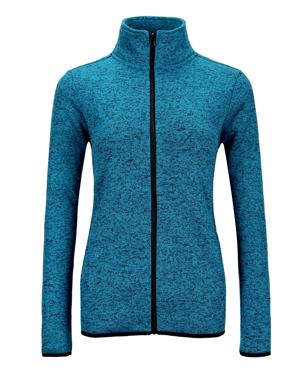 Dolcevida Womens Fleece Jacket Long Sleeve Sweater Fleece Zip Up Speckled Jacket with Pockets (Blue Steel Mix, M)