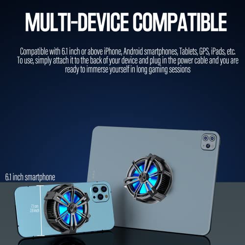 Phone Cooler, Magnetic Phone Cooling Fan for iPhone/Android/Tablet/iPad, iPhone12&13 Series MagSafe Compatible, Dual Cooling Chip Mobile Phone Radiator, Cell Phone Cooler for Gaming, Live Stream, Vlog