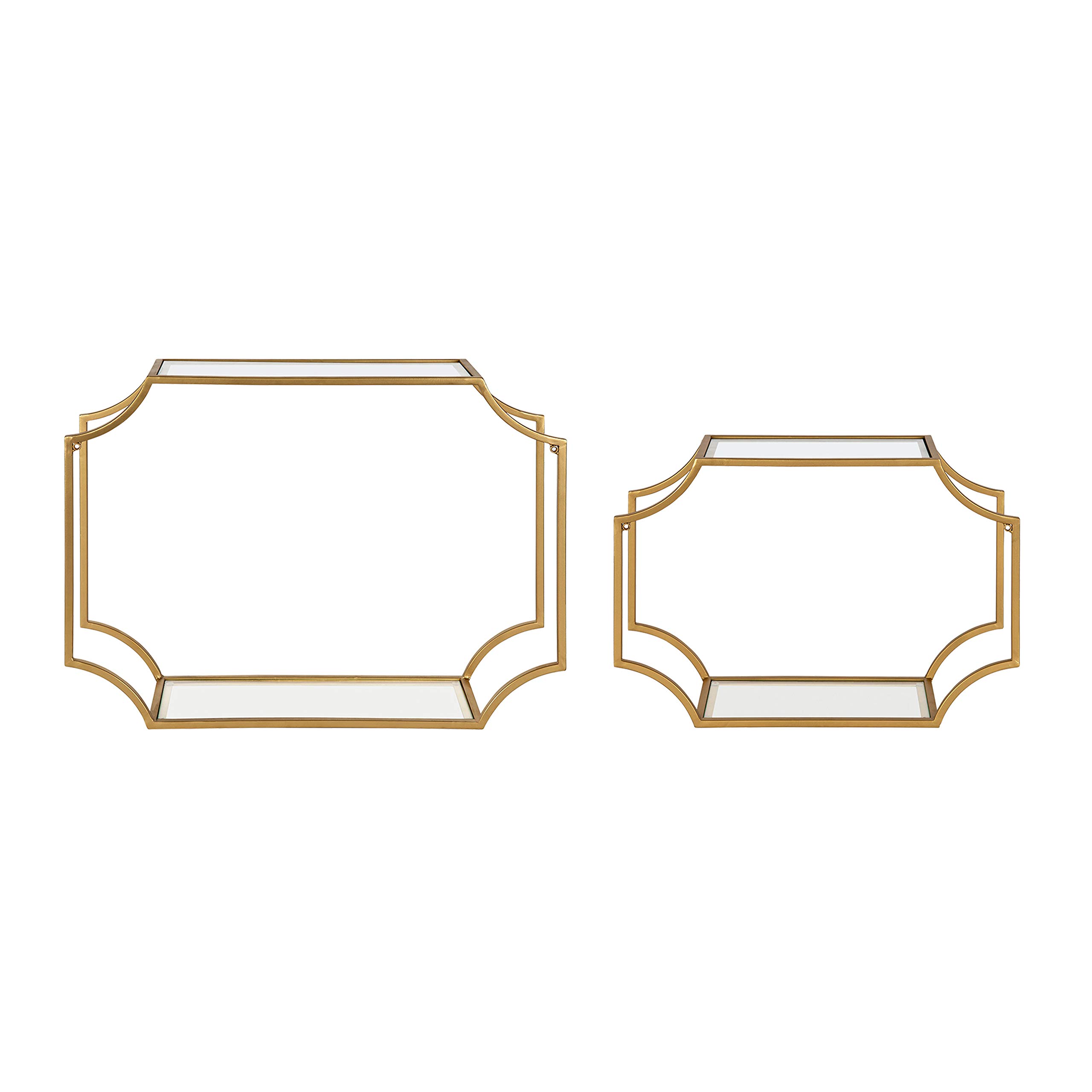 Kate and Laurel Ciel Modern Glam Metal Wall Shelf Set, Set of 2, Metallic Gold, Elegant Wall Decor and Storage