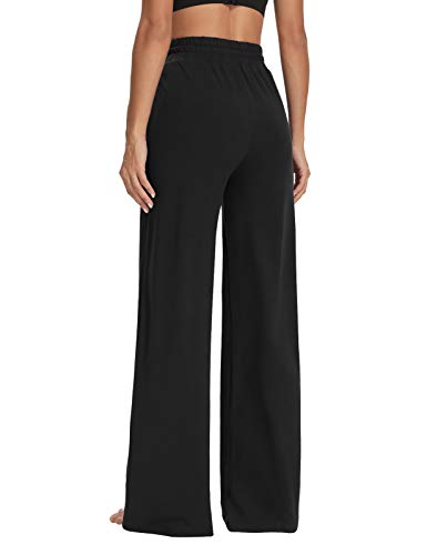 Sarin Mathews Womens Yoga Sweatpants Wide Leg Lounge Pajamas Pants Comfy Drawstring Workout Joggers Pants with Pockets Black M