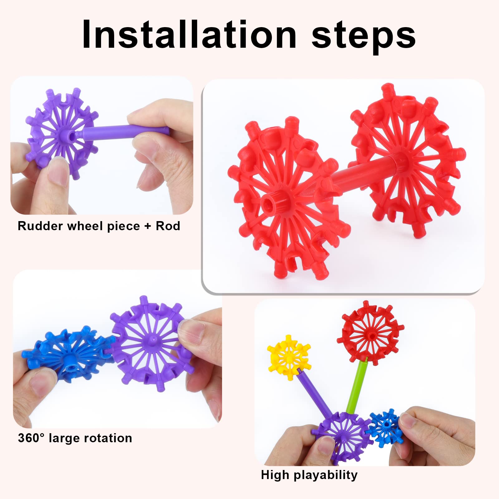FASTSPOK STEM Building Blocks - 350Pcs Interlocking Plastic Disc Set - Kindergarten Educational Building Toys - Creative Snowflake Toys for Kids Ages 4-8 Boys&Girls