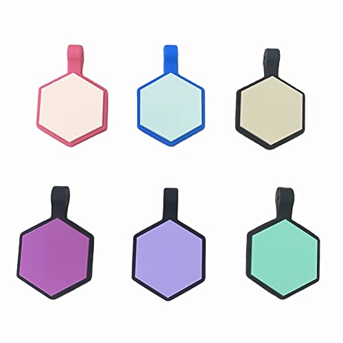 Original Silent Hexagon Shape Silicone Pet Tag,Modifiable ID Dog Tags,with Double Blank Sides to Engrave,6 Lovely Colors in One Set