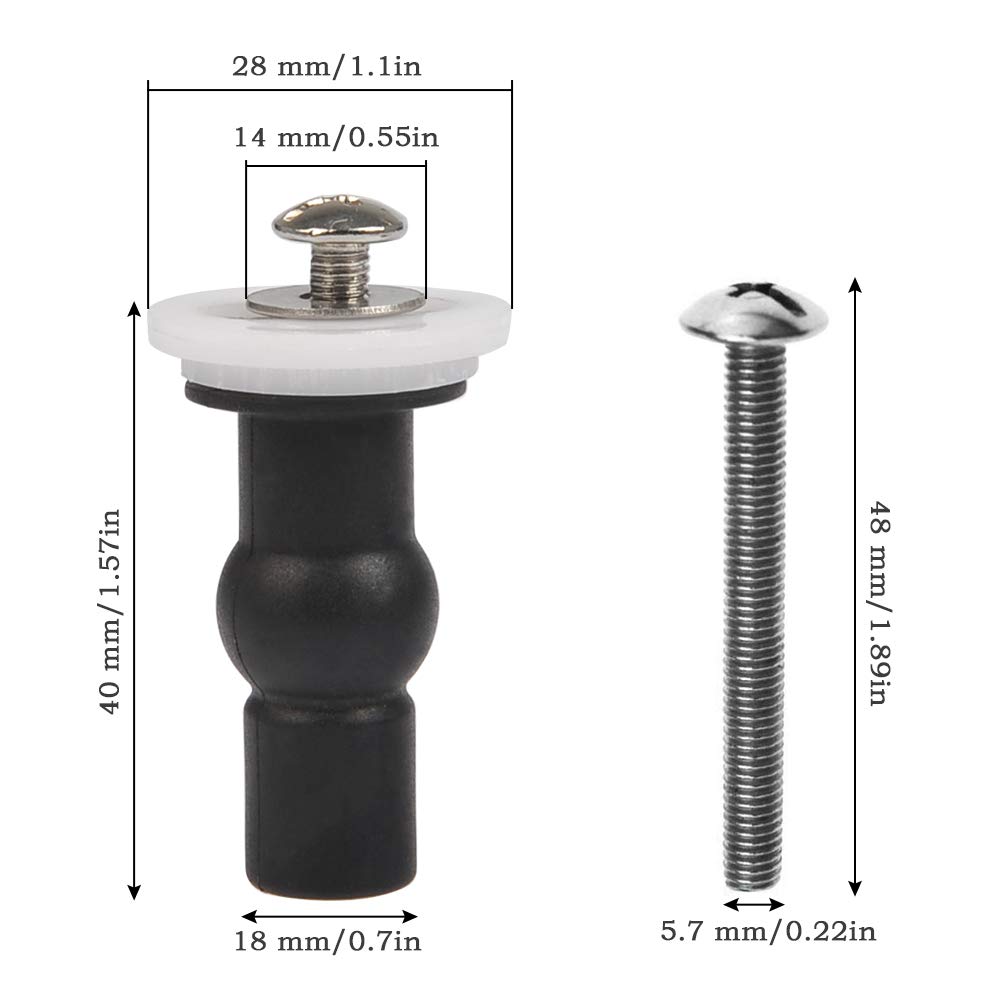 FOCCTS 4 Pack Toilet Seat Fixing Screws, Universal Toilet Seat Fixings Fix Expanding Rubber Top Nuts Screws, Toilet Seat Bolts Kit Toilet Seat Hardware Replacement Kit