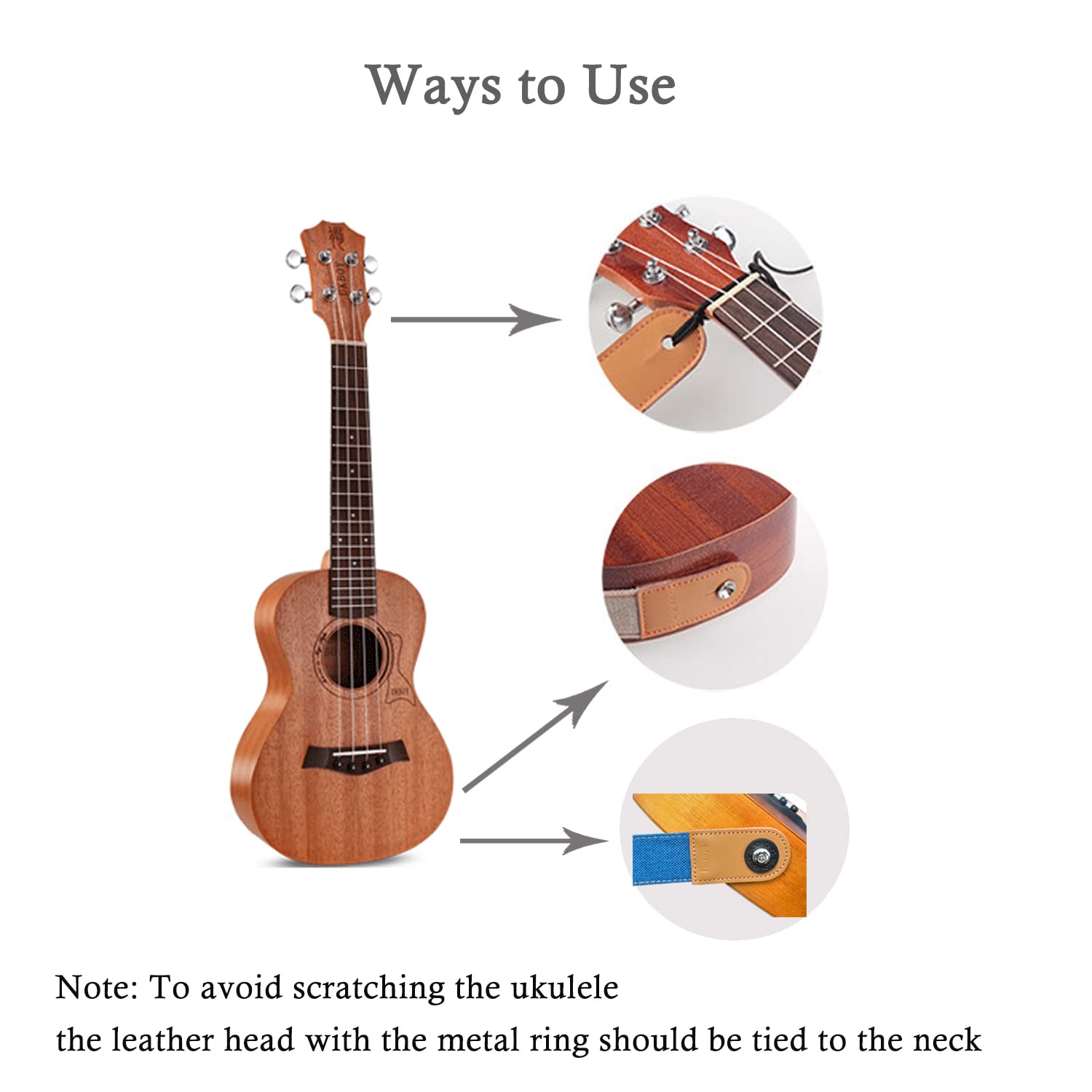 Farcaya Ukulele Strap Soprano Concert Tenor Baritone Banjo Mandolin Cotton Linen Leather Ends Uke Strap, Musical Instrument Accessories Picks Lock Button Screw (Red)