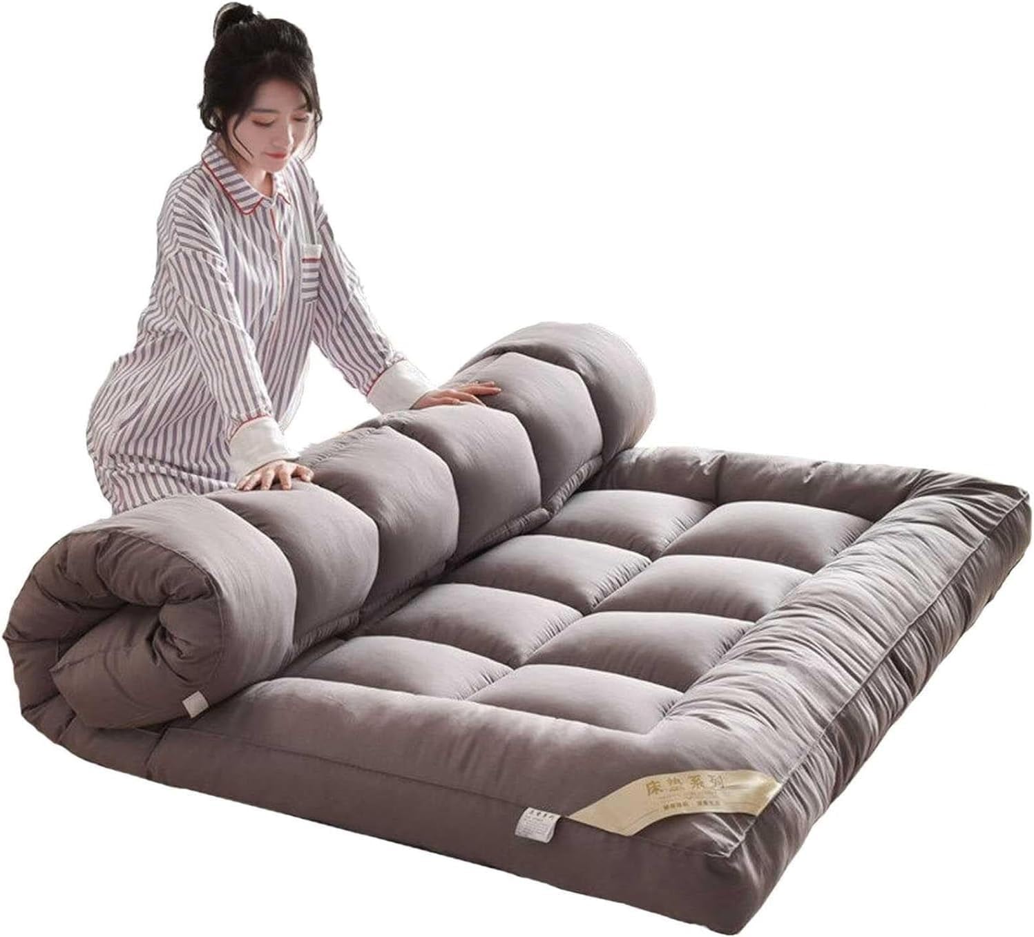 Leoshi Japanese Floor Mattress Portable Foldable Mattress Single Double Folding Tatami Floor Mat Futon Mattress Full Size(Color:A,Size:90X190cm)