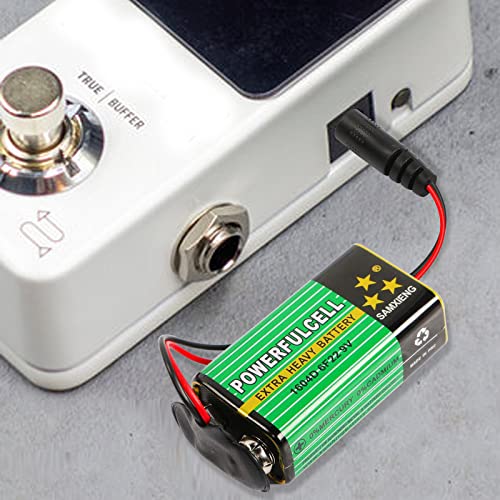 PNGKNYOCN 9V Battery Connector 9v Battery Clip T Type with DC 5.5mmx2.1mm Male Plug for 9V Alkaline Battery(5-Pack)