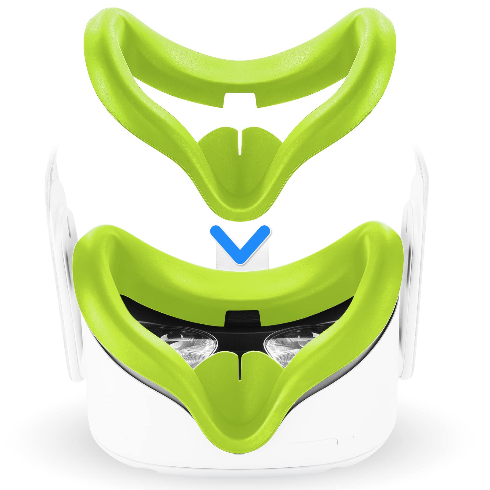 Compatible with Oculus Quest 2 Silicone Case Accessory with VR Case Cover, Silicone VR Face Cover Pad and Touch Controller Grip Cover Compatible with Quest 2, Lens Cover, Eye Mask (Green)