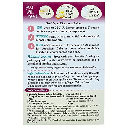 Namaste Foods Organic Gluten Free Yellow Cake Mix, 12 Ounce β Allergen Free