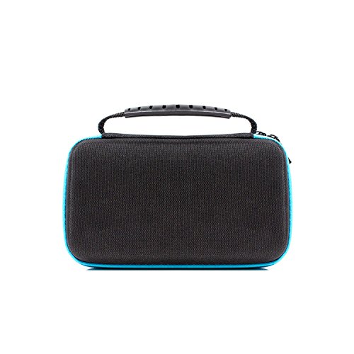 Orzly 3DSXL Case, Carry Case for New 3DS XL or Original Nintendo 3DS XL - Protective Hard Shell Portable Travel Case Pouch for 3DS XL Consoles with Slots for Games & Zip Pocket - Blue on Black