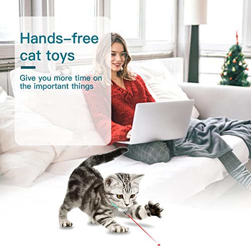 HOM-outdeer Cat Toys LED Pointer, Cats Chaser Wearable Automatic Cat Toys Collar,Interactive Pet Training Exercise Tool,USB Rechargeable Amusing Collar,Upgraded Lengthened Light Head