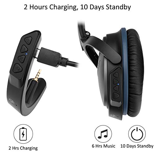 YOCOWOCO Upgraded aptX Wireless Bluetooth Adapter for Bose QuietComfort QC 25 Headphones with Mic/Volume Control, Black