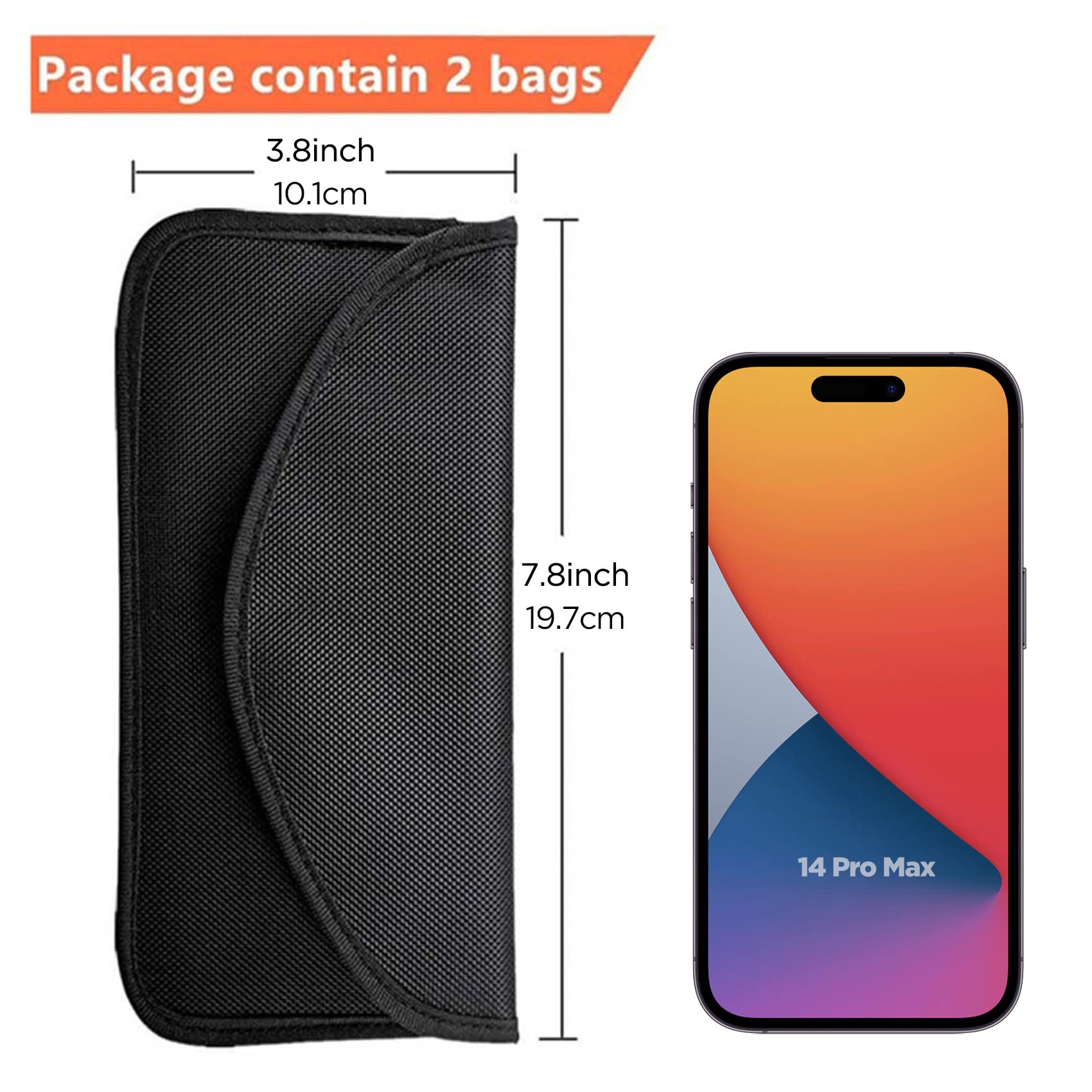 ONEVER 2 Pack Faraday Bags for Car Keys and Cell Phone, Signal Blocking Key Pouch Wallet, Anti-Tracking Anti Theft Car Protection, Signal Jammer WiFi/GSM/LTE/NFC/RFID, GPS Blocker