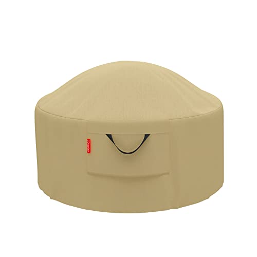 GDcaptain Fire Pit Cover Round 50Inch Durable Gas Fire Pit Cover Waterproof and UV-Resistant Patio Fire Bowl Cover for All Weather Protection Beige