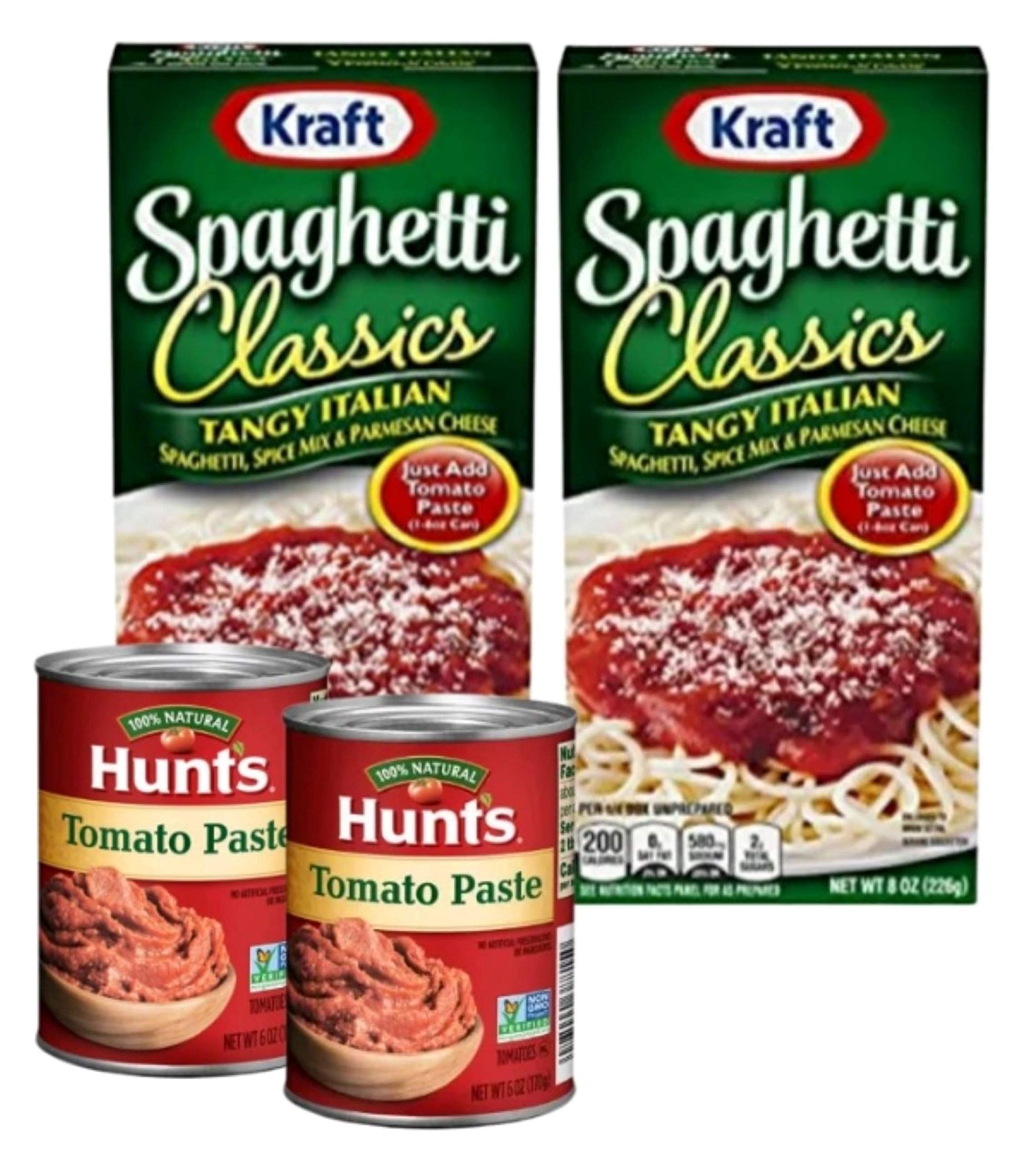 Complete Meal Kit - Kraft Foods Classics Tangy Italian Spaghetti, 8.0 Ounce & Hunts Tomato Paste 6 Ounce bundle (Pack of 2)