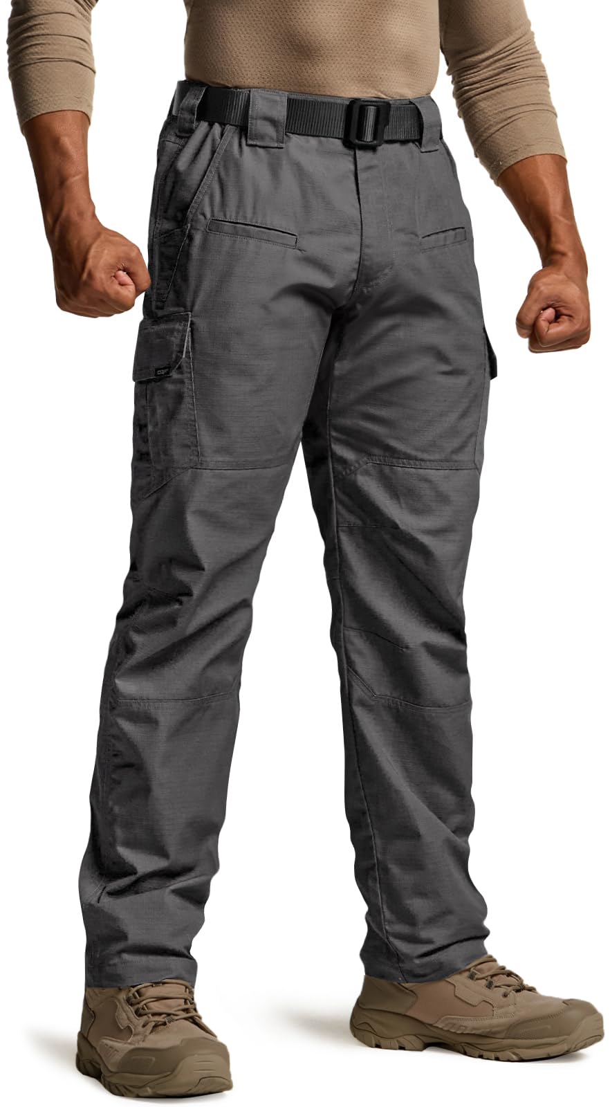 CQR Men's Tactical Pants, Water Resistant Ripstop Cargo Pants, Lightweight EDC Work Hiking Pants, Outdoor Apparel, Ripstop Mag Pocket Charcoal, 34W x 30L