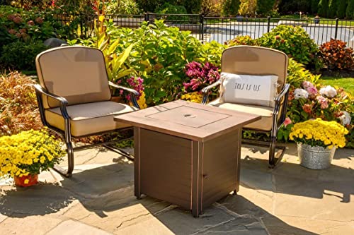 Endless Summer, The Spencer, Square 30" Outdoor Propane Fire Pit, Includes Black Fire Glass, Table Insert, & Protective Cover