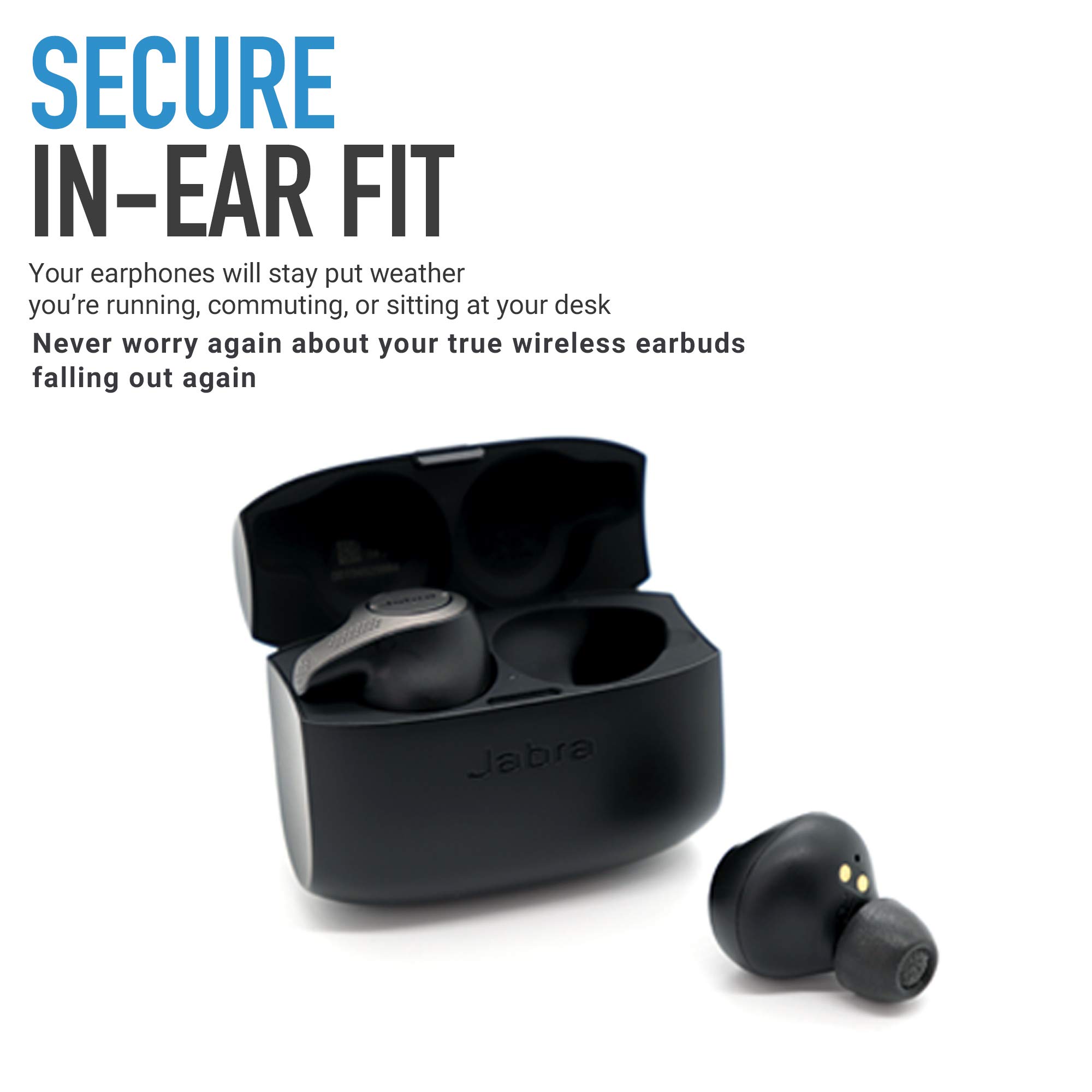 Comply Foam TrueGrip Ear Tips for Jabra 65T & 75T, Large, 3 Pairs, Black – Ultimate Comfort, Memory Foam Earbud Tips, Earbud Replacement Tips, Soft Noise Canceling Tips, Made in The USA
