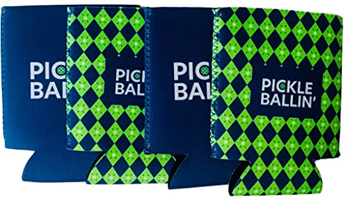 Pickleball Can Coolers - Set of 4 - Pickleball Party Supplies