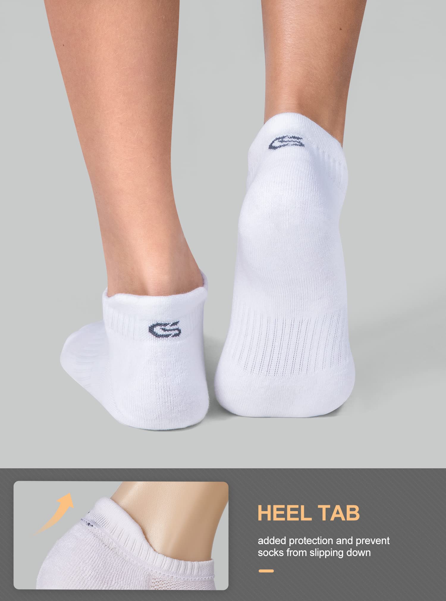 CS CELERSPORT 12 Pairs Ankle Running Socks Athletic Cushion Sport Low Cut Socks,White*6+ Black Multicolor*6, Medium