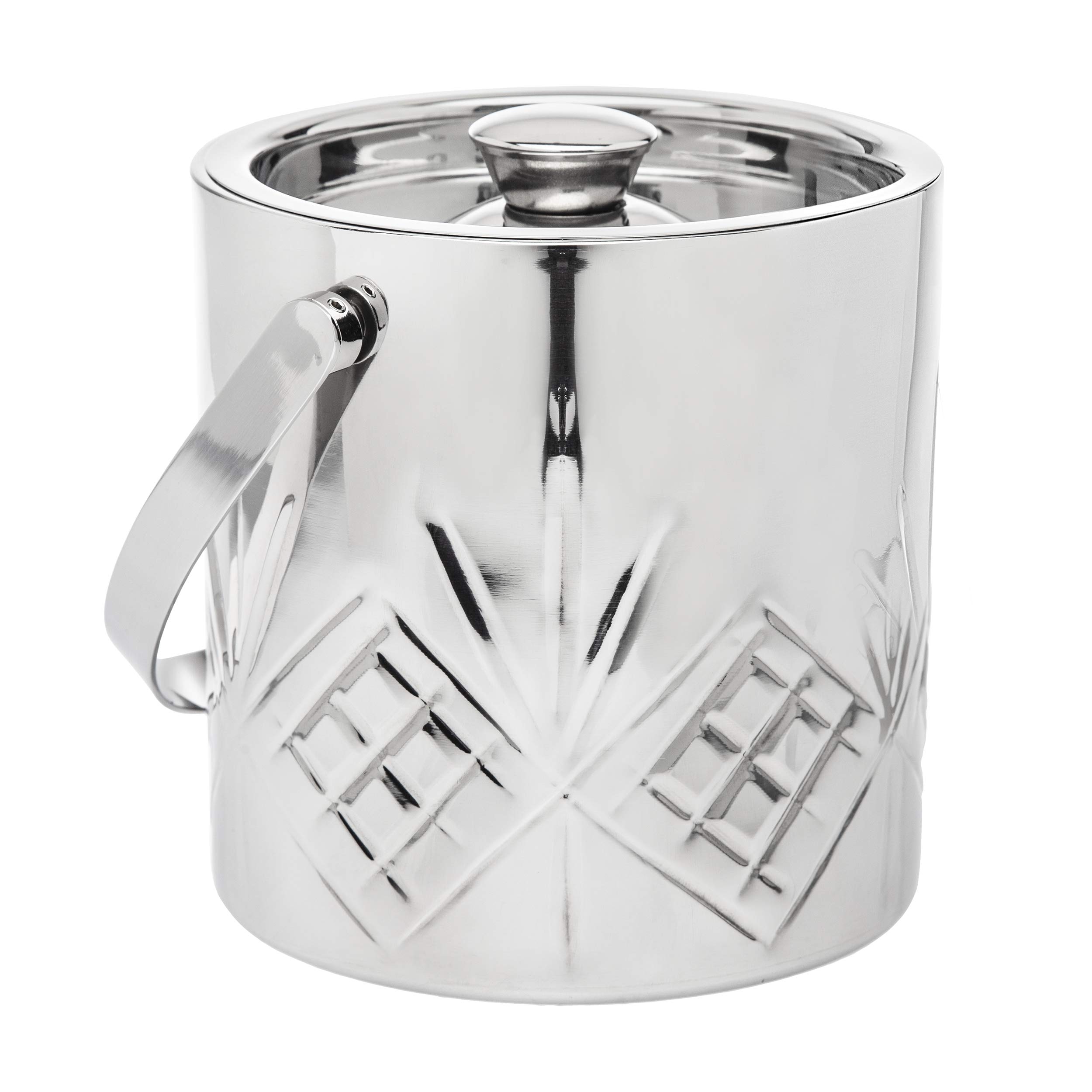 Godinger Bar Set - Cocktail Shaker, Stainless Ice Bucket, 4 Old Fashioned Glasses, Tongs and Tray - Dublin Collection