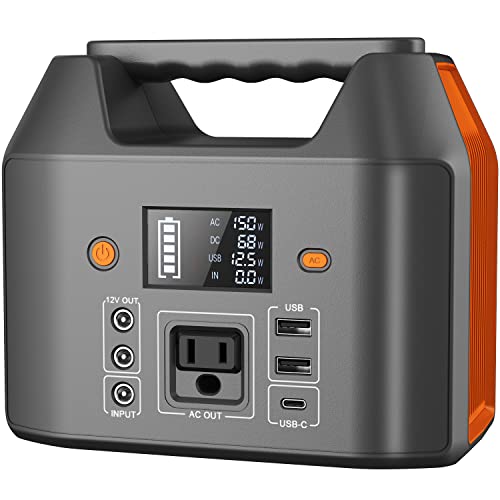 EnginStar150W Small Solar Generator with 40W Solar Panel and Carry Bag, 6 Outputs 42000mAh Portable Charger Power Bank for Outdoor Home Emergency