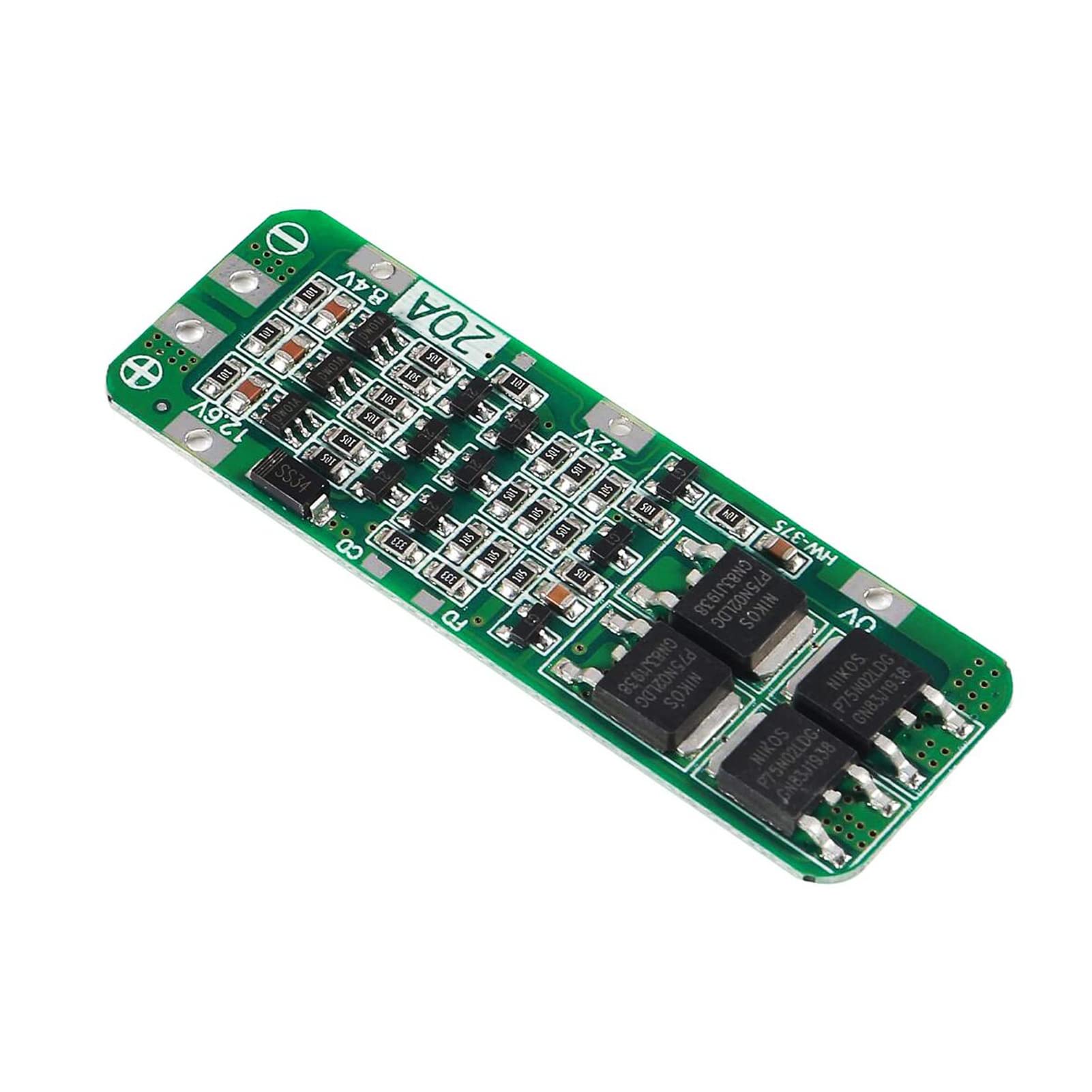 DIANN 4pcs 3S BMS 18650 Lithium Battery Protection Board Li-ion Charger Protection Module 12.6V 20A PCB BMS Protection Board for Li-ion Lithium Battery Cell