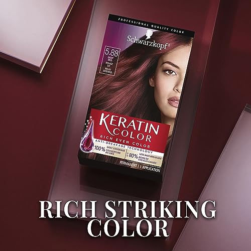 Schwarzkopf Keratin Color Permanent Hair Color Cream, 5.88 Deep Red, 1 Kit