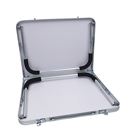 Sivya Foldable Laptop Table Lapdesk, Breakfast Bed Serving Tray, Portable Mini Picnic Desk(Silver)