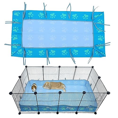Guinea Pig Cage Liner Waterproof Oxford Bottom Pet Bedding for Rabbit Chinchilla Hedgehog Ferret Small Animals Cage C&C Playpen Accessories, 48x24 inch Blue