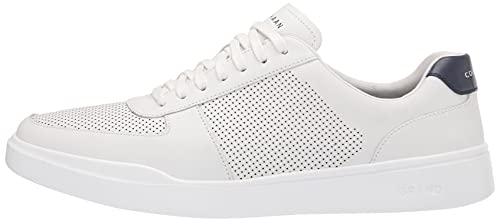 Cole Haan Men's GRAND CROSSCOURT MODERN PERFORATED SNEAKER, OPTIC WHITE/PEACOAT, 8.5