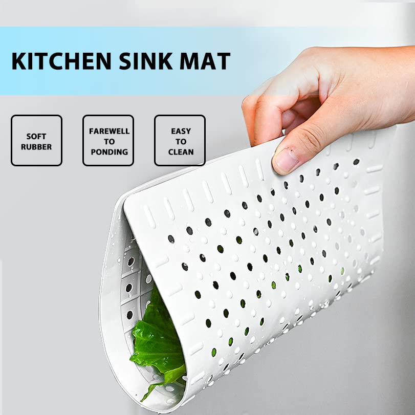 Zeanoch Dish Drying Rack Over The Sink Sink Drying Rack, Adjustable Length, Rolled Up ,Foldable,Saves Space, Fits Most Sinks, Stainless Steel Mat ,Also Great to Use with Kitchen Sink Mats (Black)