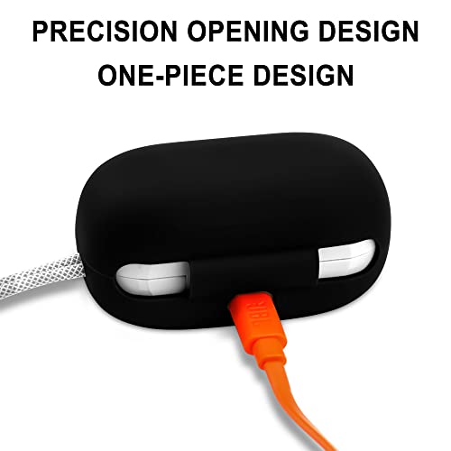 Geiomoo Silicone Carrying Case Compatible with JBL Reflect Mini NC, Portable Scratch Shock Resistant Cover with Carabiner (Black)