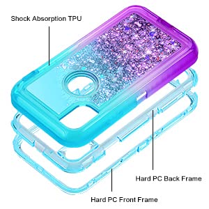 Coolden Case for iPhone XR Cases Protective Glitter Case for Women Girls Cute Bling Sparkle Heavy Duty Hard Shell Shockproof TPU Case for iPhone XR 10R, Aqua Purple