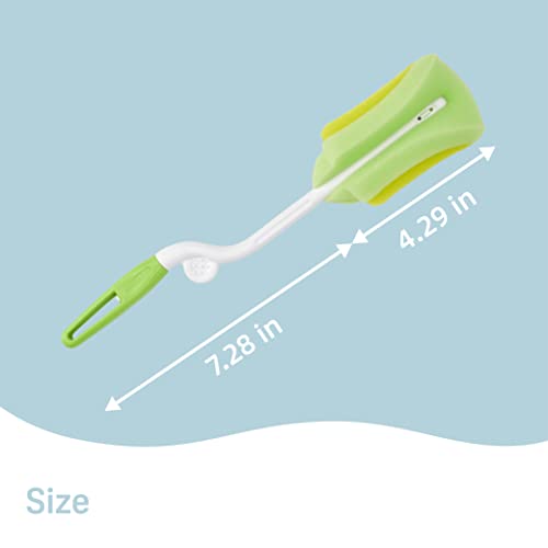 Pigeon Sponge Bottle Brush 2-Way Cleaning Type for Baby Nursing Bottles, Green (Made in Japan)